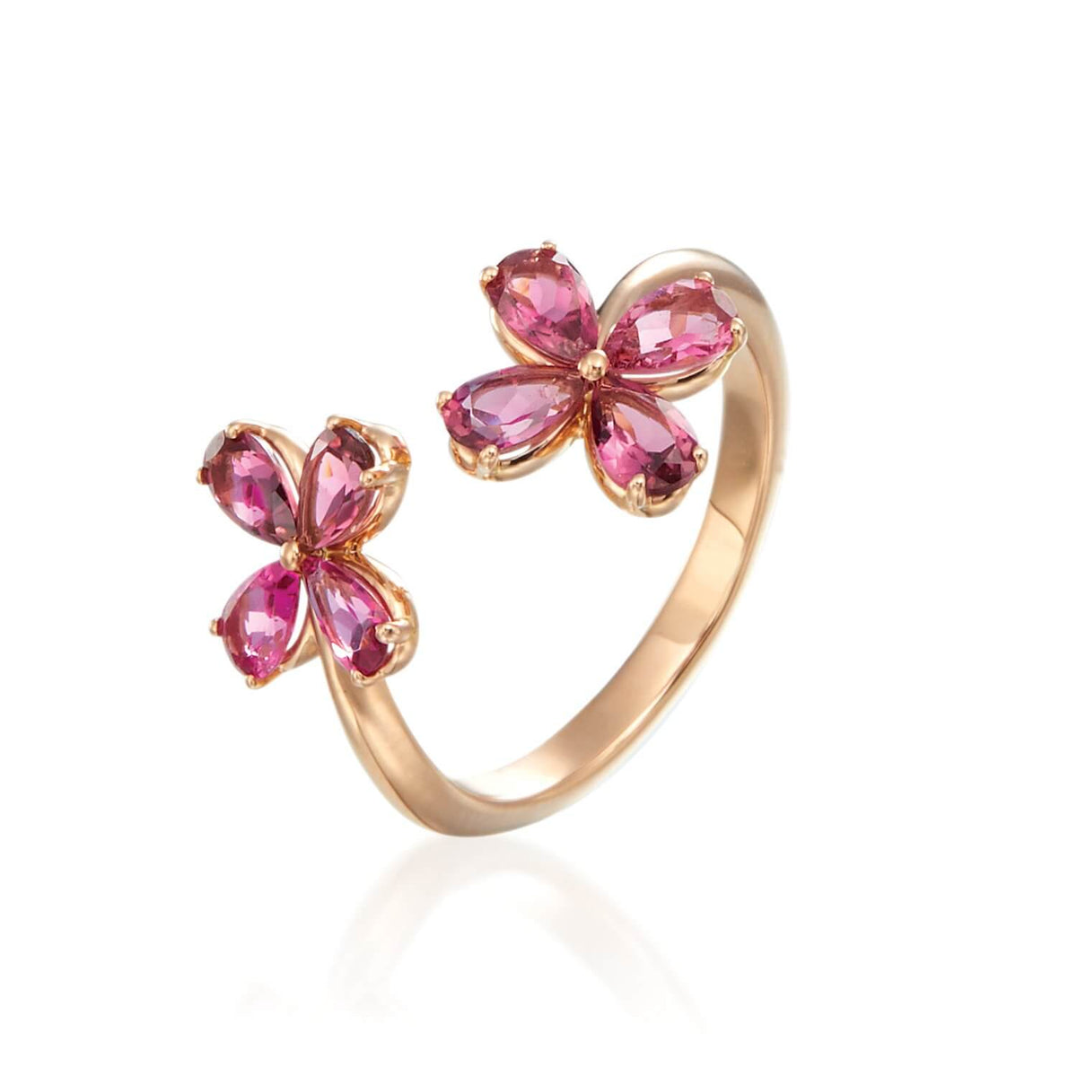 Open Flower Ring in Rose Gold - Pink Tourmalines I Misahara