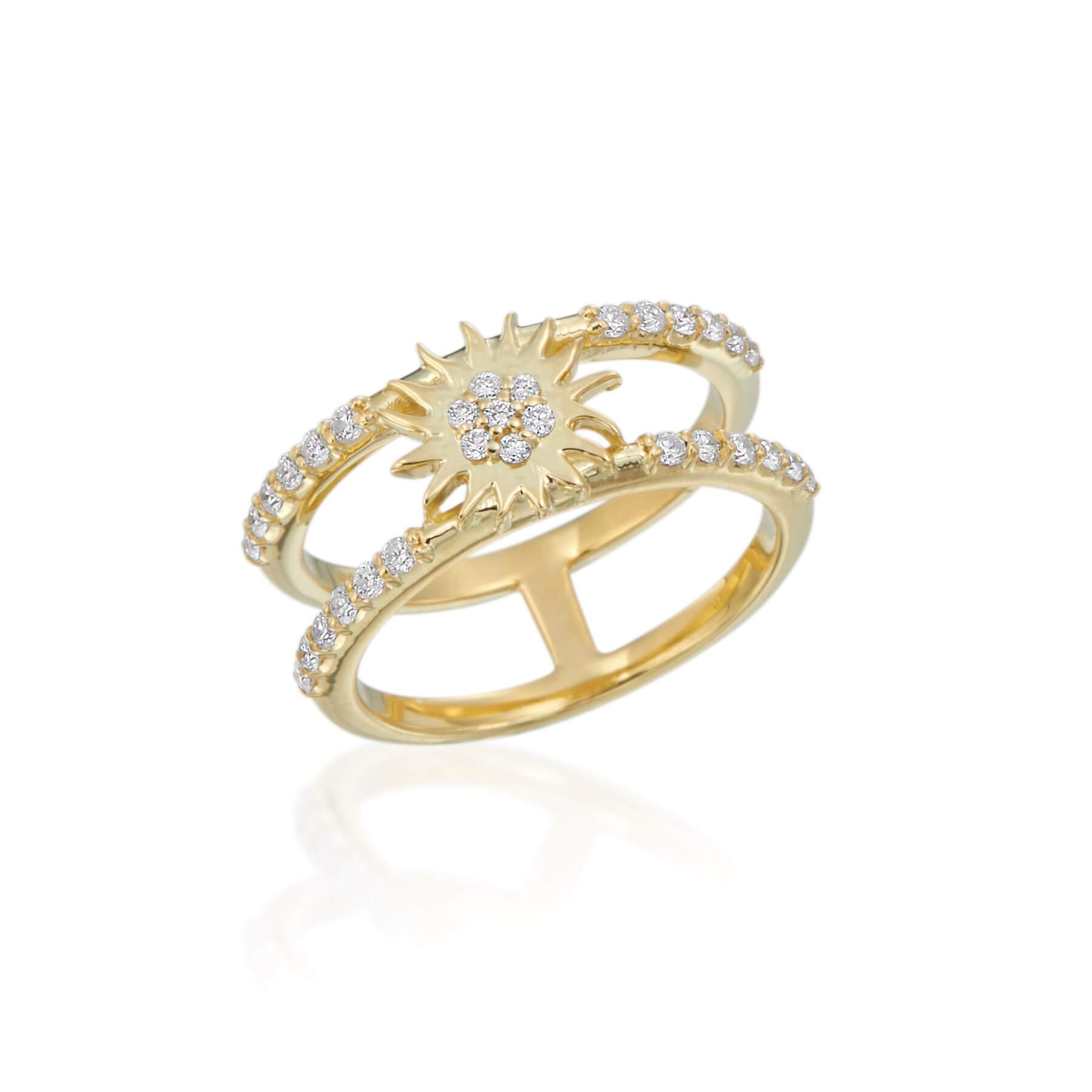 Gorgeous Gold Double Sun Ring - Buy now I Misahara